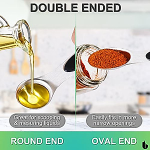 Urbanstrive Magnetic Measuring Spoons Set Stainless Steel, Dual Sided for Liquid Dry Food, Measuring Cups Spoons Set Fits in Spice Jar, Kitchen Gadgets, Cooking Utensils Set, Including Leveler, Silver