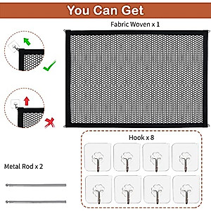 Dog Gates for The House, Malydyox Pet Gate for Stairs with Portable Safety Fence Easily Install Anywhere, Gates for Dogs Indoor with 2pcs Stainless Steel Pole and 8pcs Hooks, 41'' X 29''