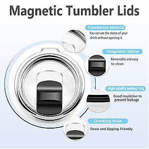 30 oz Tumbler Lid, 30 oz Magnetic Replacement Lids Compatible for YETI 30 oz Tumbler, 14 oz Mug and 35 oz Straw Mug, Travel Spill Proof Cup Lids Covers with Magnetic Slider Switch, BPA Free
