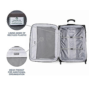 Travelpro Maxlite 5 Softside Expandable Upright 2 Wheel Checked Luggage, Lightweight Suitcase, Men and Women, Black, Checked Medium 26-Inch