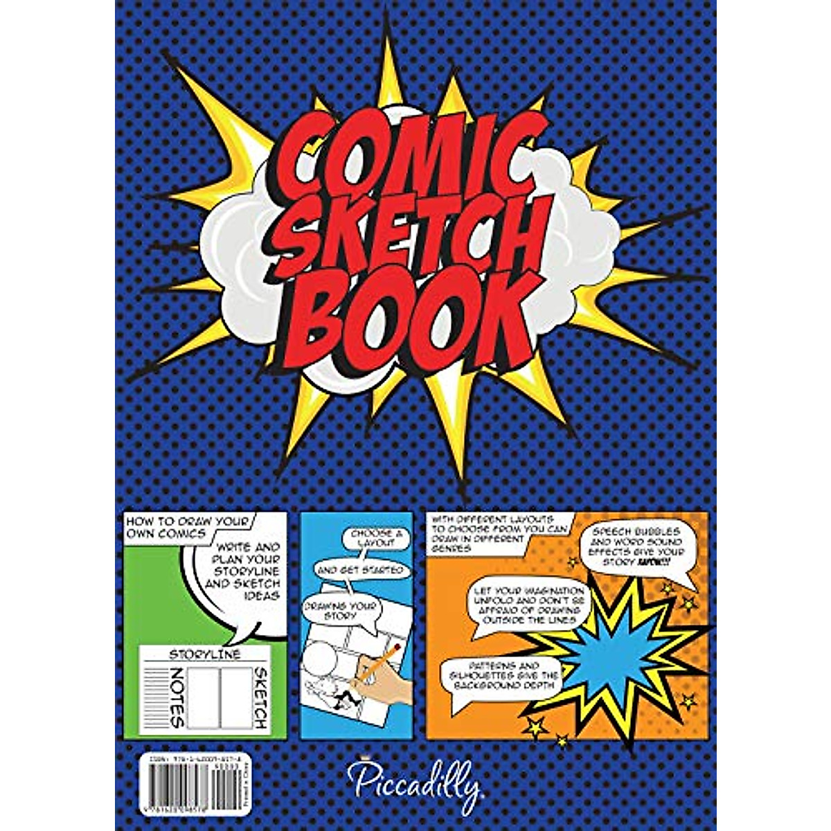 Piccadilly Comic Sketchbook | Guided Artistic Sketchbook & Instructions | Draw Your Own Comic Book | 204 Pages