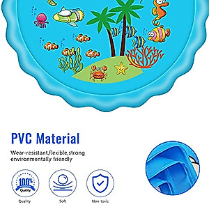 Josen 3-in-1 Baby Splash Pad, Kiddie Pool for Toddler, Sprinkler for Kids and Dogs, 67’’Inflatable Water Summer Toys, Outdoor Splash Play Mat, Outside Backyard Water Toys Gifts for Babies & Boys Girls