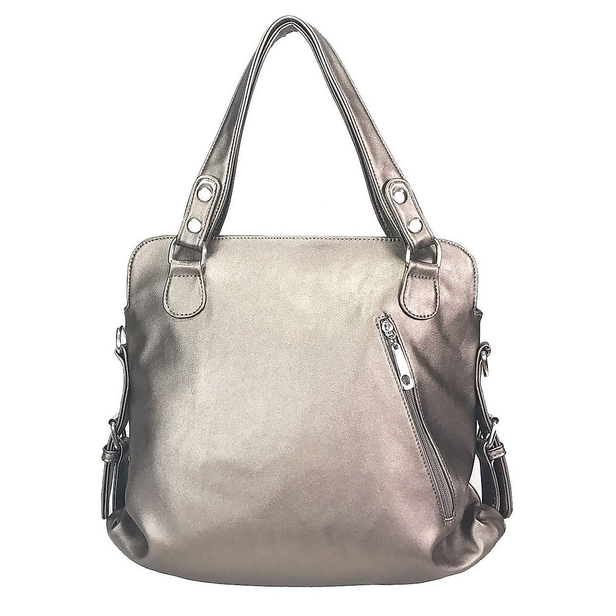 Zzfab Concealed and Carry Purse Double Handles Rhinestone Wing Purse Pewter