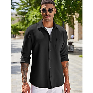 COOFANDY Men's Corduroy Shirt Jacket Casual Stylish Shacket Long Sleeve Button Down Winter Shirt