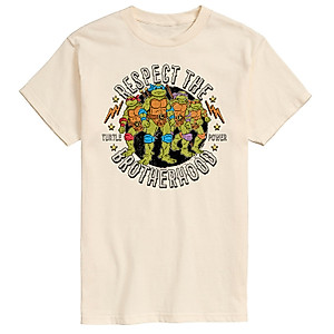 HYBRID APPAREL - Teenage Mutant Ninja Turtles - Respect The Brotherhood - Men's Short Sleeve Graphic T-Shirt - Size Small Cream