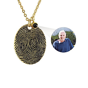 U ZERO Custom Actual Fingerprint Necklace Handwriting Text Engraved Necklace Personalized Memorial Gift