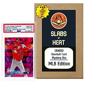 Three Graded Baseball Cards Gift Box: MLB Edition │Three Premium PSA/BGS Graded 10, 9.5 or 9 Cards │Potential Rookie Autographs & Numbered RC Refractors│Gift for Baseball Fans│by Slabs of Heat