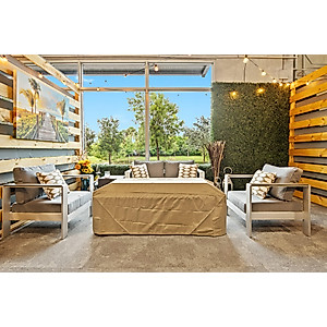 60" Rectangular Modern Concrete Fire Pit Table w/Glass Guard and Crystals (Gray)