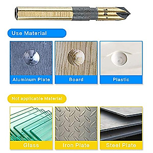 Countersink Drill Bit Set, 5 Pieces High Speed Steel 82 Degree 5 Flute 6mm Round Shank Mill Cutter Bit Countersink in Sizes 1/4” 3/8” 1/2” 5/8” 3/4” Set with Carrying Case.