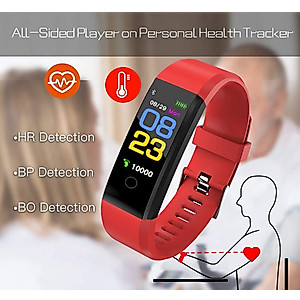 Smart Watch, Activity Trackers Health Exercise Watch Heart Rate Blood Pressure Monitor, Waterproof Fitness Tracker Band with Step Counter, Calorie Counter, Pedometer Watch for Kids Women Men(red)
