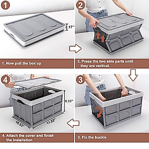 Homde Collapsible Storage Bins Bundle: 2 Gray Storage Boxes and 2 Blue Storage Boxes (Large)