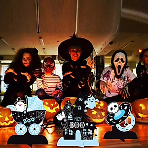 Halloween Honeycomb Centerpieces Halloween Baby Shower Decorations for Boy Halloween Ghost Boo Theme Table Centerpieces for Halloween A Baby is Brewing Party Pumpkin Bat Witch Theme Party Supplies