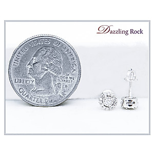 Dazzlingrock Collection Round White Diamond Centre Halo Illusion Set Stud Earrings for Her (0.20 ctw, Color I-J, Clarity I2-I3) in 10K White Gold in Screw Back