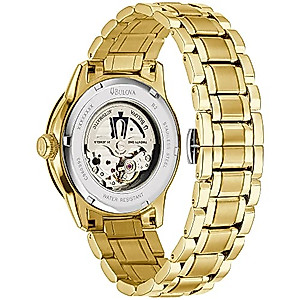 Bulova Men's Classic Sutton 4-Hand Automatic Watch, 24-Hour Sub Dial, Open Aperture, Self-Winding, Exhibition Caseback, Double Curved Mineral Crystal, Luminous Hands, 42mm Style: 97A108