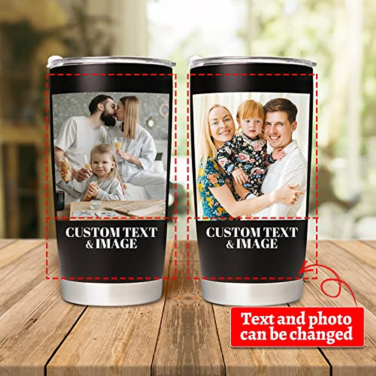 Personalized Coffee Tumbler With Picture Text Name Logo, Custom Photo 20oz Stainless Steel Tumbler With Lid And Vacuum Insulated, Personalized Coffee Travel Mug - Personalized Gifts for Women, Men