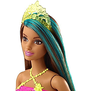 ​Barbie Dreamtopia Princess Doll, 12-Inch, Brunette with Blue Hairstreak Wearing Rainbow Skirt and Tiara, for 3 to 7 Year Olds​