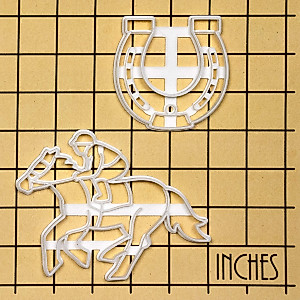 Set of 2 Jockey cookie cutters (Designs: Jockey and Horse Shoe), 2 pieces - Bakerlogy