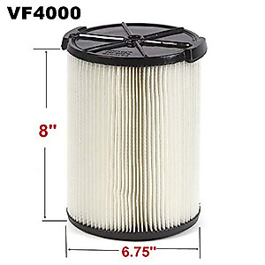 VF4000 Standard Filter for Wet/Dry Vacs Ridgide Vacs 5 Gallons and Larger Vacuum Cleaner, Replacement Vf4000 Filter -Pack of 1 PCS-NEW!
