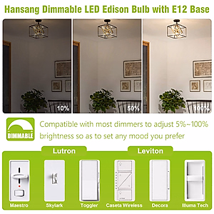 hansang E12 Candelabra LED Light Bulbs, 40W Equivalent, 4000K Natural Daylight, Dimmable E12 Small Base Edison Bulbs for Ceiling Fan, Type B Chandelier Light Bulbs, 120V, CRI85+, 400LM, 8 Pack