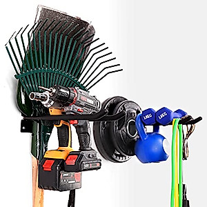 Magacyo Garage Organizer Wall Mount Tool Organizer, Heavy Duty Shed Organizer, All Metal Garden Tool Rack Tool Hangers for Garage Wall, Garage Tool Organizer for Rake, Broom and Yard Tools, 2 Pack