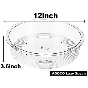 Adoco Lazy Susan Organizer, 12 inch Clear Lazy Susan Turntable Organizer for Cabinet - Kitchen Cabinet Organizer Pantry Organization and Storage