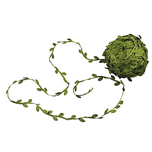 2PCS 20M Olive Green Leaves Leaf Trim Ribbon Artificial Vines Foliage Rattan for DIY Craft Home Wall Garden Party Wedding Decoration HBFZSY-20