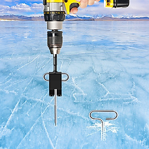 LFUTARI Ice Ancho Tool Kit,1pc Ice Anchor Drill Adapter with 4pcs Threaded Peg Ice Fishing Shelter Stake Nail, Universal Ice Fishing Anchors Tool Set for Ice Insert Sewing (Set 1)