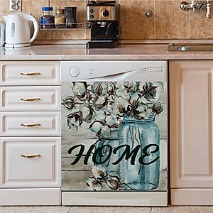 Pastoral Style Dishwasher Magnet Cover,Home Kitchen Decoration,Rustic Idyllic Style Sticker Decorative Refrigerator,Vase Flower Magnetic Decals Sheet 23 W x 26 H Inch