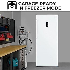 Kenmore Fully Convertible Freezer/Fridge 17 Cu Ft Upright Freezer Frost-Free Garage-Ready Stand Up Freezer Large Upright Freezer Deep Freezer Digital Touch Controls LED Light for Basement Garage