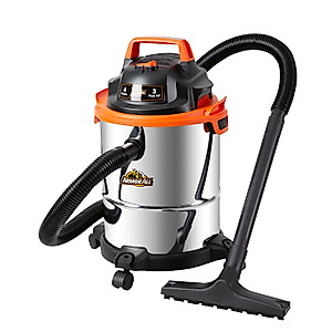 Armor All VO408S 0901 4 Gallon Wet/Dry Vac 3.0 Peak HP Shop Vacuum with 3 Nozzles and 1 Brush, Stainless Steel Tank, Orange
