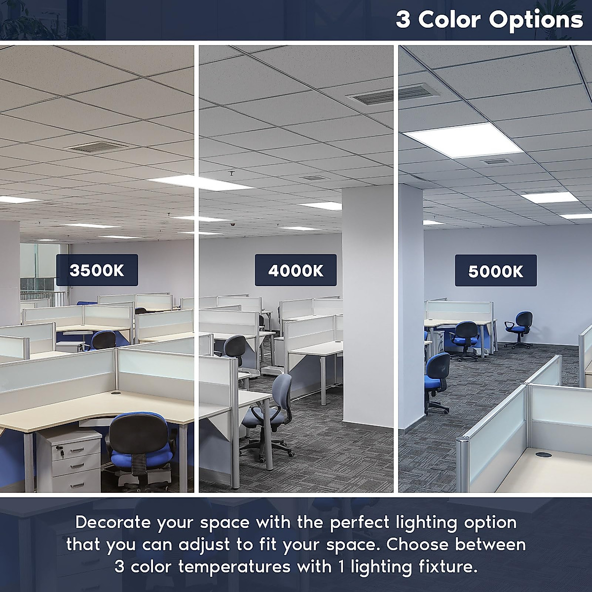 LUXRITE 8-Pack 2x4 FT LED Flat Panel Lights, 3CCT Selectable 3500K 4000K 5000K, 30W 40W 50W Tunable, Up to 6250LM, 0-10V Dimmable, Drop Ceiling Lights, 120-277V, IC Rated, DLC, ETL - Office Lighting