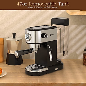 Small Espresso Machine, Frossvt 20 Bar Espresso Maker with Milk Frother/Steam Wand for Latte and Cappuccino, Compact Expresso Coffee Machines with 47 oz Removable Water Tank for Home and office, Black