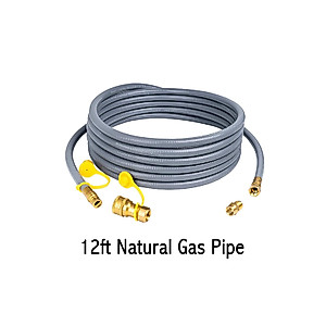 HQQ Outdoor Heaters 46000 BTU Umbrella natural gas patio heater for Natural Gas Adjustable Height Including 145-200cm(57-78in).Contains of 12-Foot-Long Natural Gas Hose.hammered Bronze