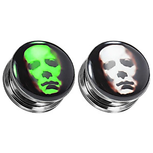 TBOSEN 8 Pcs Stainless Steel Fluoresscence Epoxy Screw Fit Ear Gauges Ear Plug Flesh Piercing Jewelry 2g - 1-3/16 inch