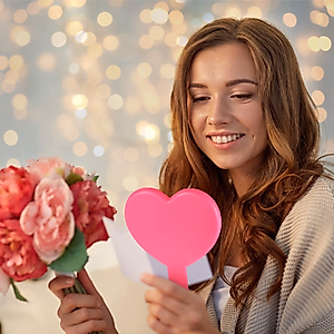 Yalikop 3 Pcs Heart Mirror Hand Held Mirror Valentines Day Gifts Cute Travel Makeup Plastic Heart Shaped with Handle Gifts for Women Her Birthday Party Favor Cosmetic