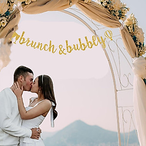 GeRRiT Brunch & Bubbly God Glitter Banner,Wedding Bachelorette Birthday Party Decorations. Bridal Shower Party Gold Glitter Decorations (Pre-Strung)