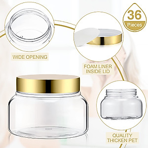 Mumufy Clear Plastic Jars with Lids Round Plastic Containers Empty Travel Containers for Creams Refillable Cosmetic Jars for Lotions Body Scrub Body Butter(36 Pcs,8 oz)