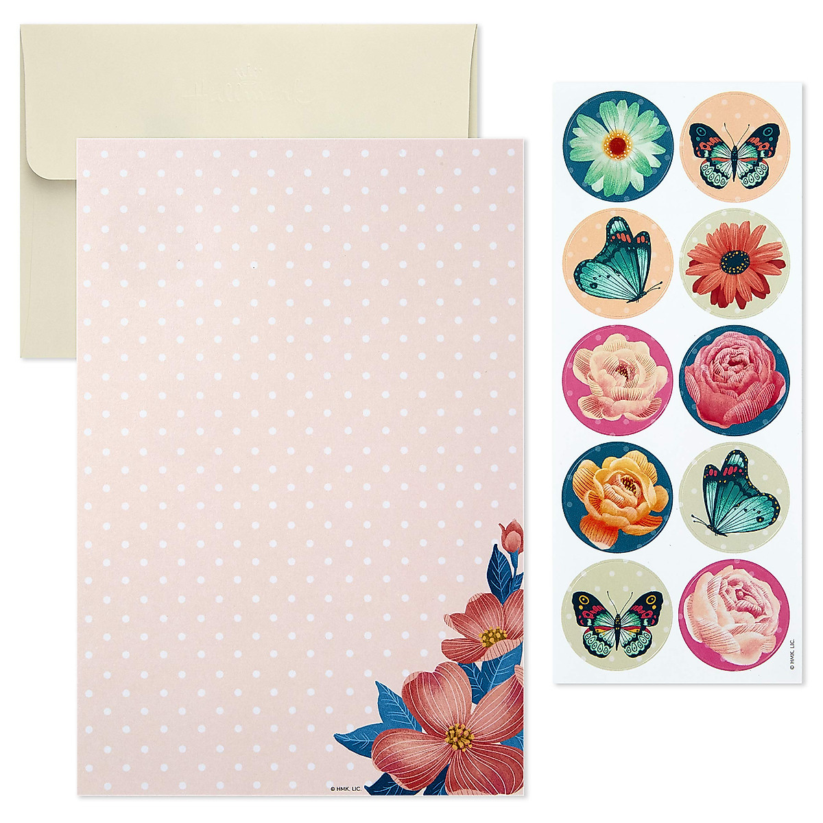 Hallmark Stationery Set with Desk Organizer, Floral (10 Blank Cards with Envelopes, 20 Writing Sheets with Envelopes, 75-Sheet Notepad, 30-Seals)