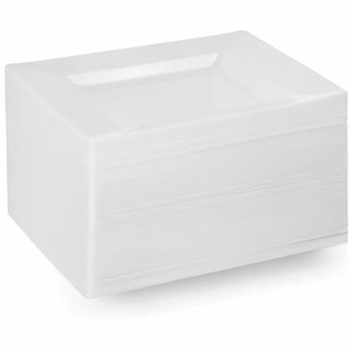 60 White Plastic Plates Set, 30 Pc 10.25 Inch Plastic Dinner Plates, and 30 Pc 7.5 Inch Plastic Dessert Plates, Fancy Disposable Plates, Heavy Duty Party Plates, Elegant Wedding Plates, Square Plates