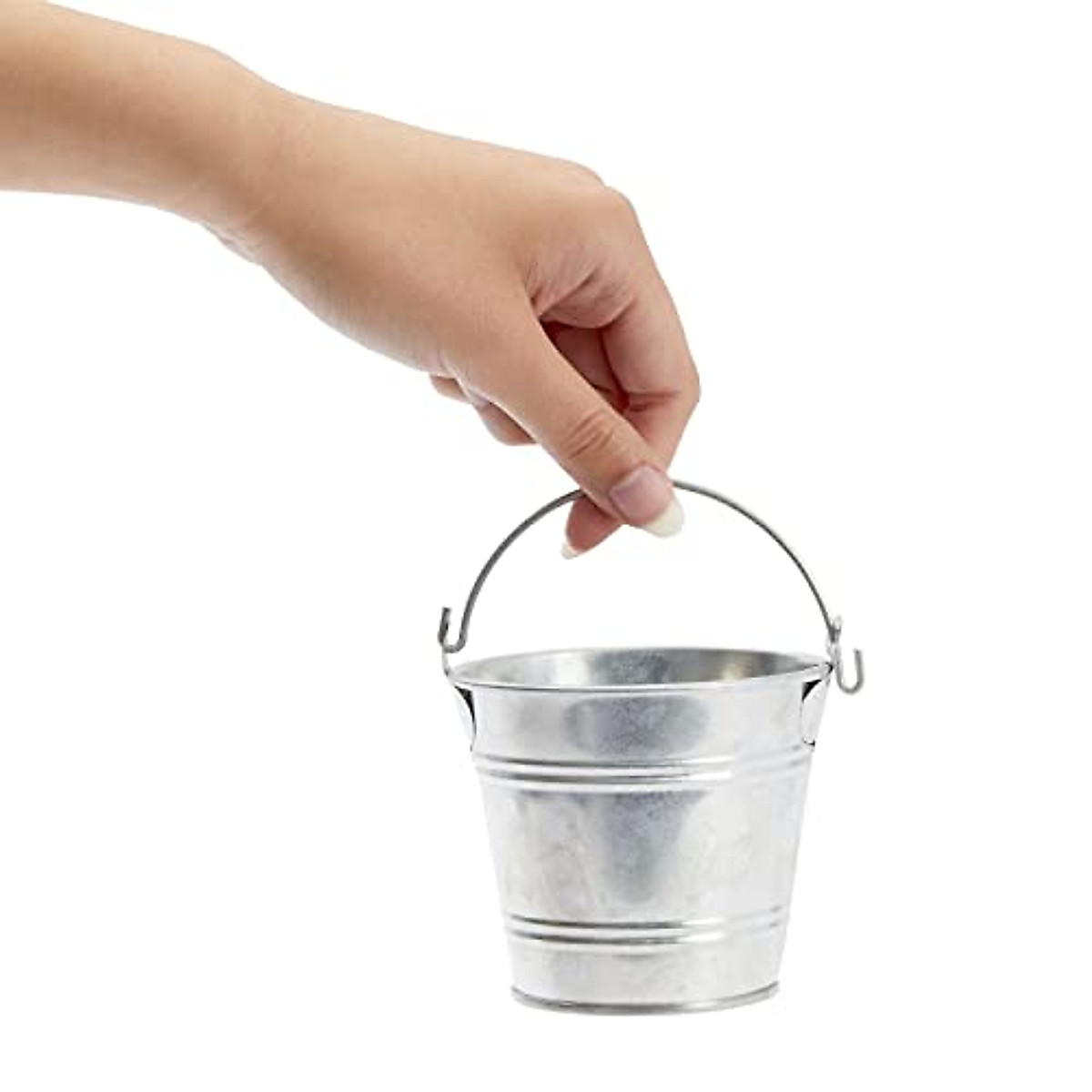 6 Pack Small Galvanized Metal Buckets with Handles, Mini Tin Pails for Party Favors, Succulents, Rustic Home Decor (3 in)