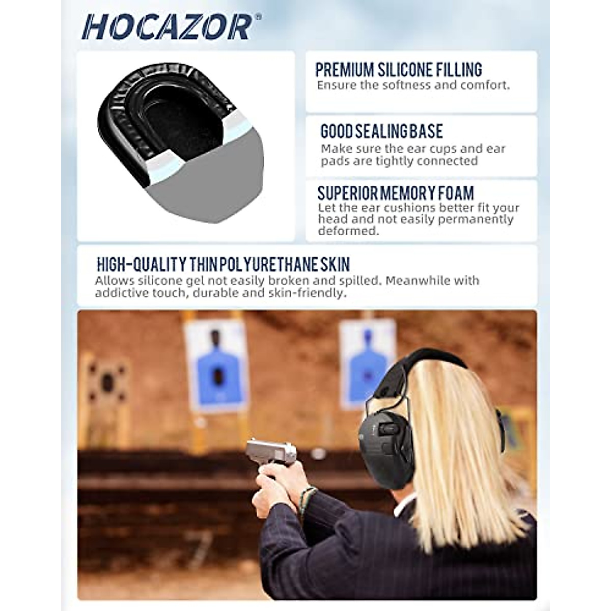 Replacement Gel Ear Pads Fit for Peltor Tactical 100 500/Rangeguard/Walkers Razor/Actfire Ear Protection