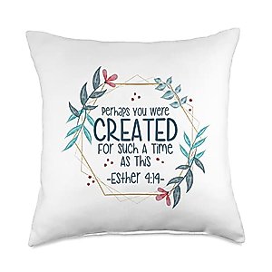 Faith Bible Verse Gifts for Men Christian Religious Esther 4 14 Throw Pillow, 18x18, Multicolor