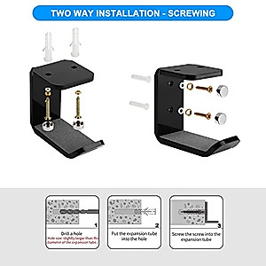 Cosmos 2 Pcs Headphone Hanger Mount Under-Desk Headset Hanger Hook Earphone Holder Wall Mount Hooks with Adhesive Tape & Screw Set Compatible with PC Gaming DJ Headset, Acrylic (Solid Black)