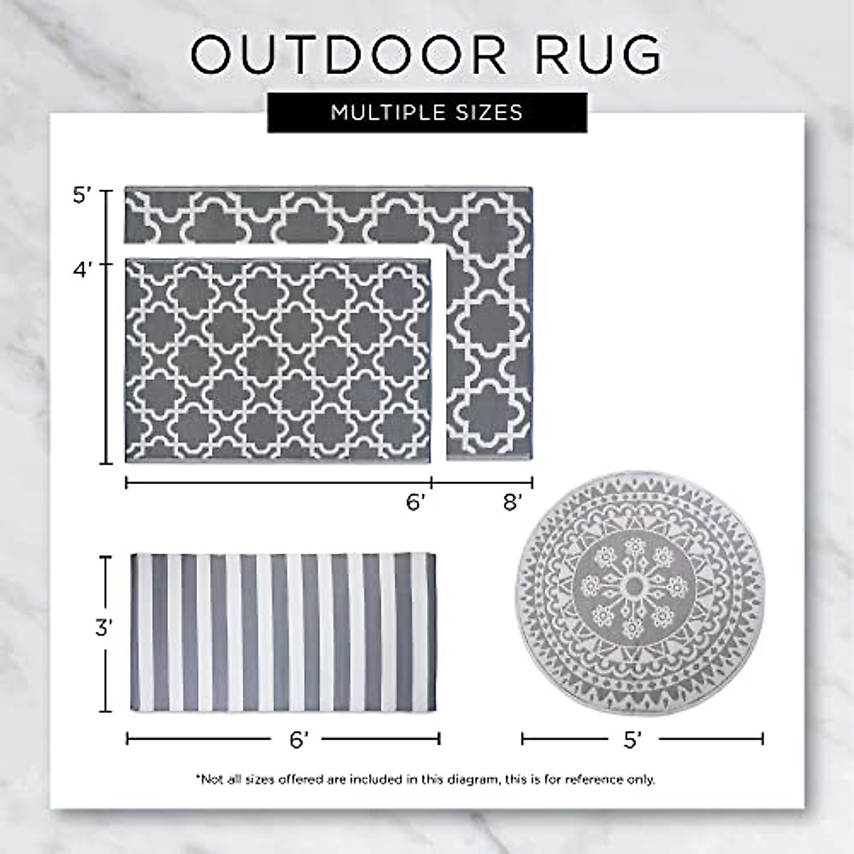 DII Outdoor Rug Collection Reversible Woven Polypropylene Plastic Straw Mat, 4x6-Feet, Coral