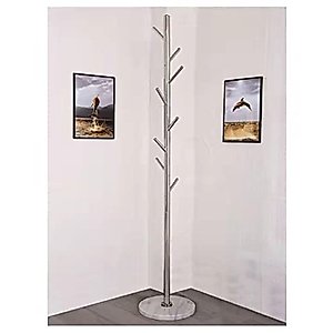 holcmic Metal coat rack bracket finish Stable Marble Round base with high-end hooks freestanding Metal tree hats Easy to assemble (Primary Stainless steel)