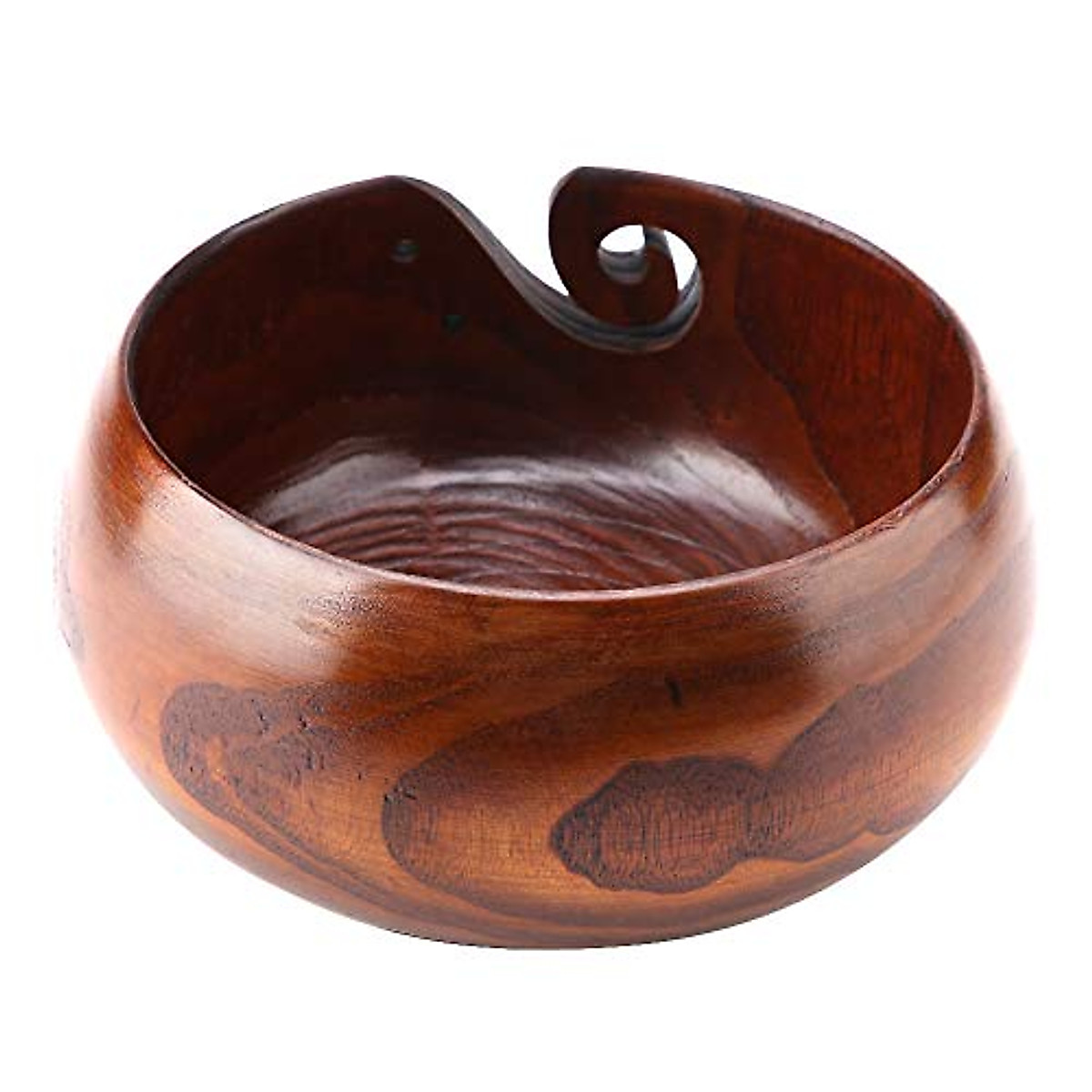 Wooden Yarn Bowl, Crocheting Yarn Wool Storage Bowl with Holes, Round Wool Storage Basket Mother's Gift, Handcrafted Craft Crochet Accessories Kit, for Knitting and Crochet, 6.7in Dia* 3.1in H