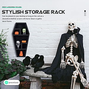 Beaupretty Coffin Storage Rack Table Top Shelves Curio Shelf Black Shelves Witchy Floating Shelf Coffin Brush Holder Casket Wall Storage Shelf Coffin Sundries Rack Gothic Style Coffin Rack