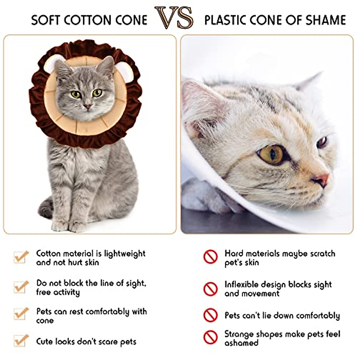 Recovery Collar for Dogs and Cats Pet Cat Cone Cute Funny Soft Cone for Cats Comfortable Dog Neck Cone Lightweight Adjustable Protective Cone for Puppy Cat Kitten Prevent Licking Wounds (Small)