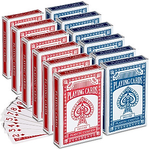 Playing Cards 12 Pack Bulk - 3.5 Inch x 2.25 Inch Decks of Playing Cards, Small Travel Size, Bridge, Solitaire or Poker Cards or Novelty Gift Idea, Party Favor for Kids, Boys and Girls