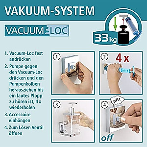 WENKO 22693100 Vacuum-Loc® Cosmetic Mirror Quadro, Acrylonitrile-Butadiene-Styrene (ABS), 14 x 19.5 x 8 cm, Shiny